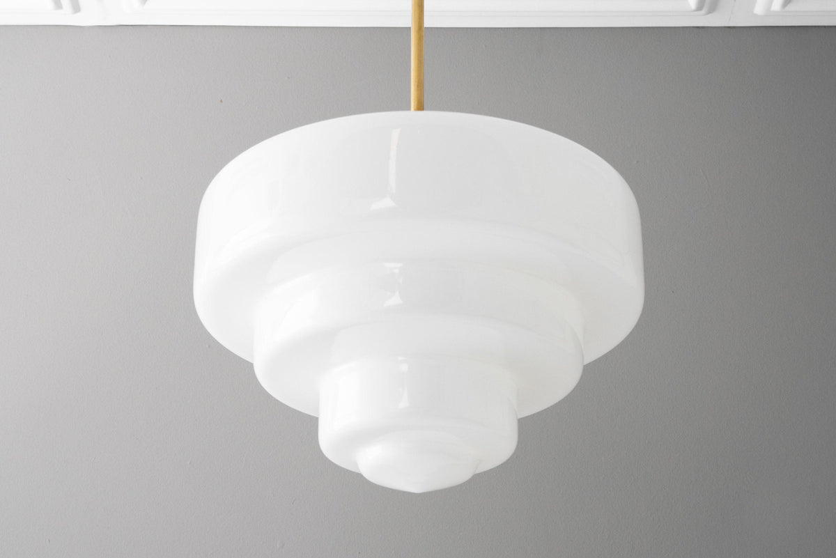 12IN OPAL WEDDING CAKE GLASS SHADE PENDANT MODEL No. 7351 - Peared Creation